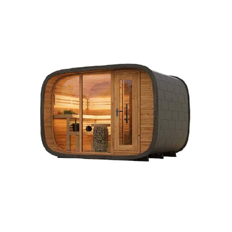 Serenity Round Cube Relax Sauna – 4–10 Person Outdoor — CoreRecovery